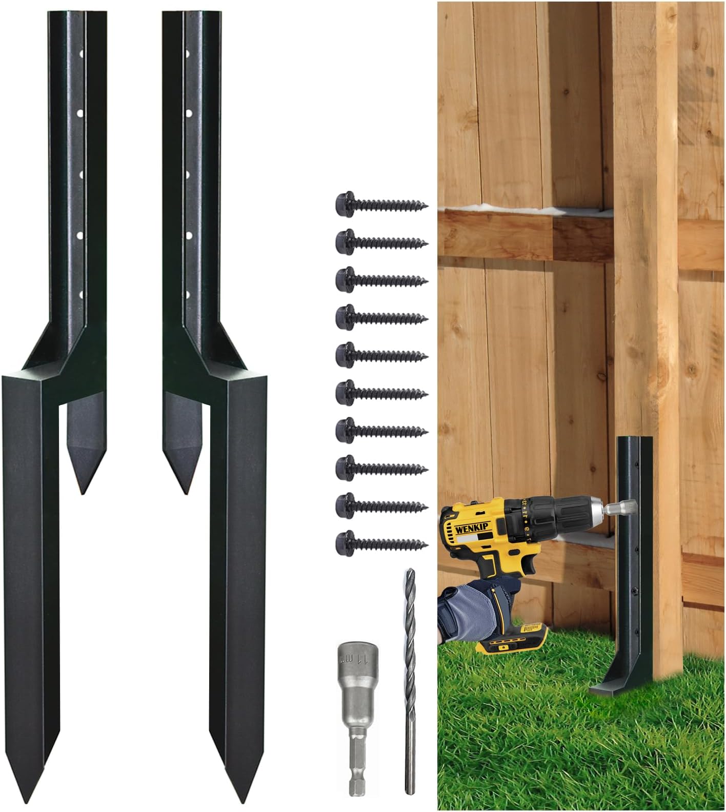 Amazon.com : Fence Post Repair Steel Stakes: Anchor Ground Spike 1 Pack ...