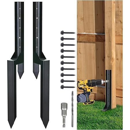 Amazon.com : Fence Post Repair Steel Stakes: Anchor Ground Spike 2 Pack ...