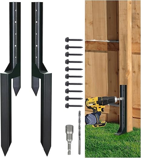 Amazon.com : Fence Post Repair Kit 2Pcs: Heavy-Duty Ground Stakes for ...