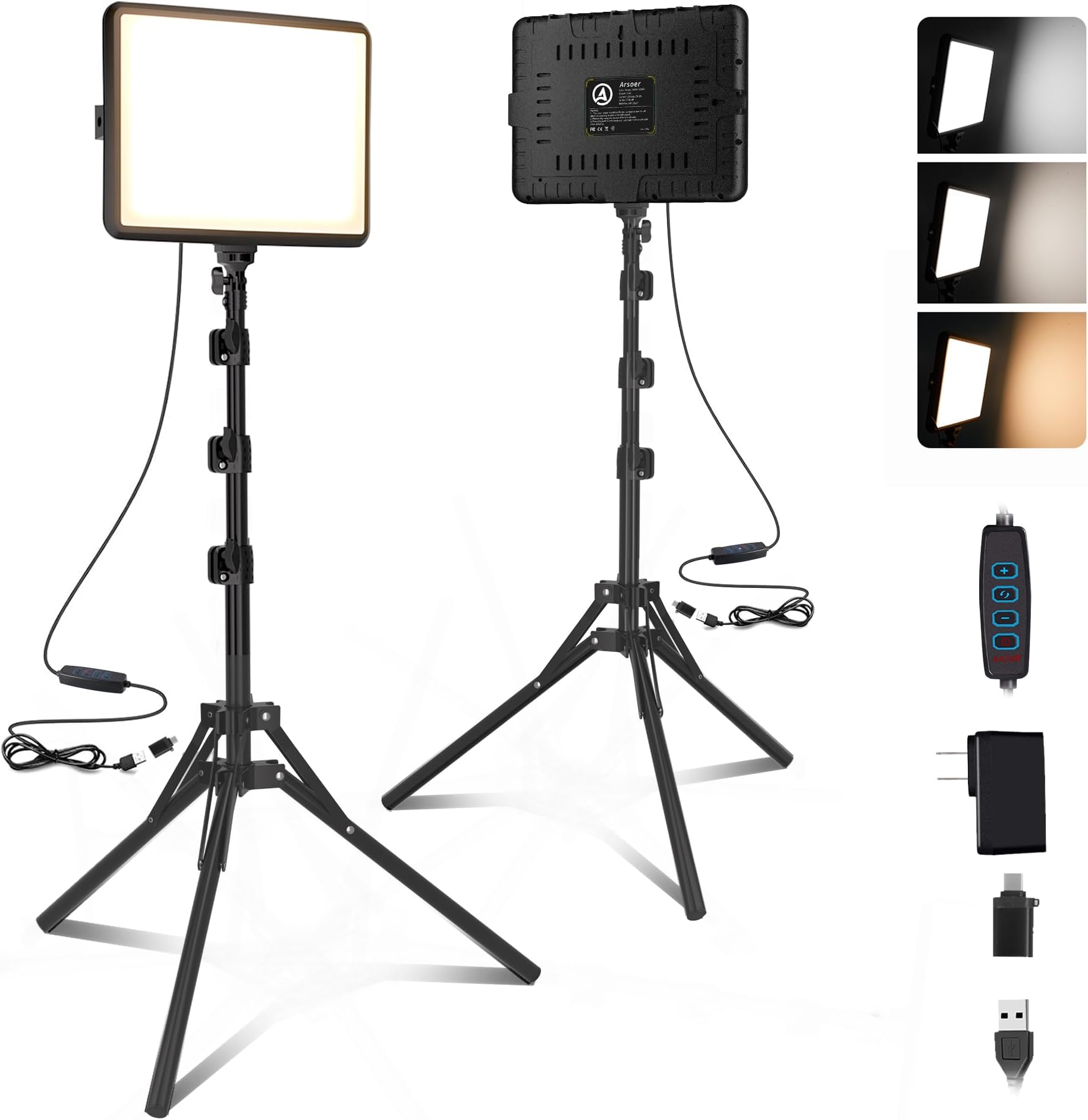 Amazon.com : 2-Pack LED Photography Lighting Kit, Arsoer 15W Bi-Color ...