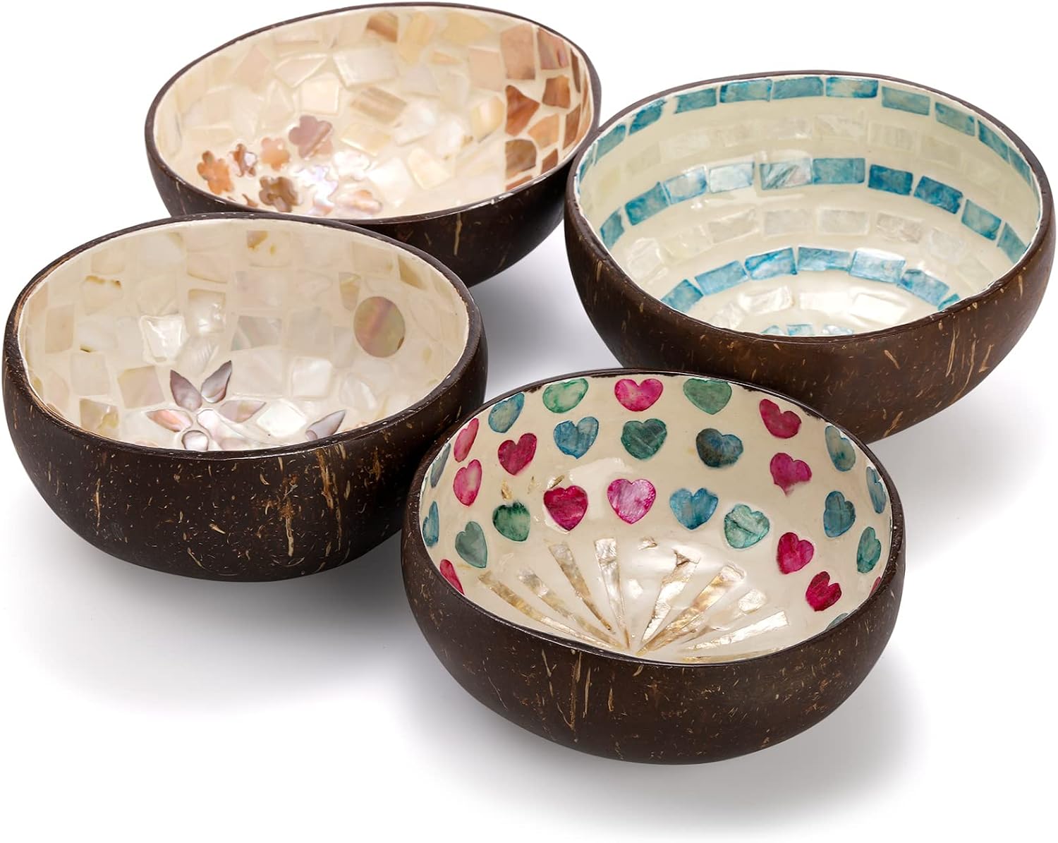 Amazon.com: ZENFUN 4 Pack Coconut Shell Bowls Set with Assorted ...