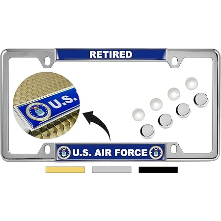 Amazon.com: US Air Force Retired Steel Auto License Plate Frame Car Tag ...