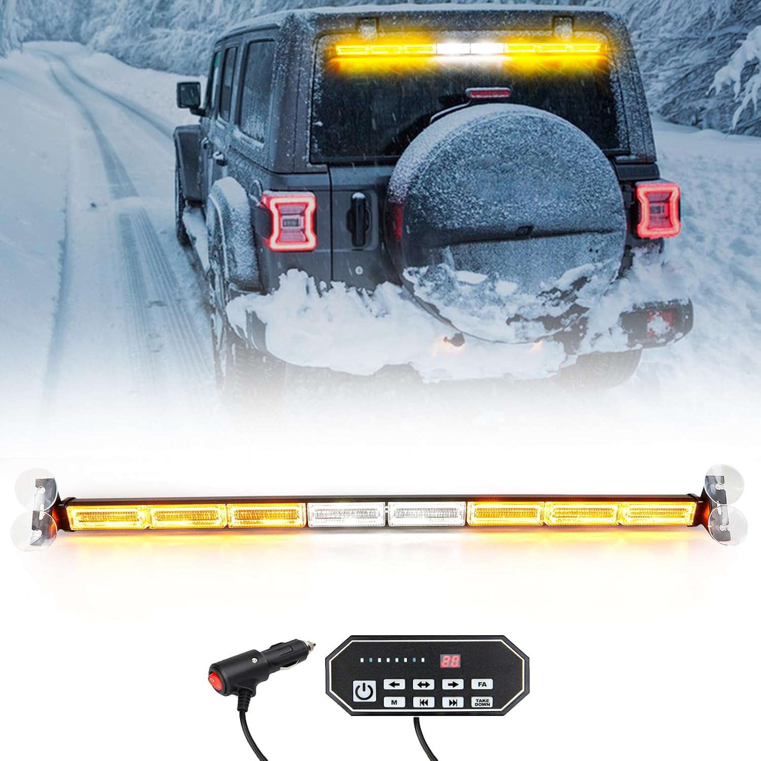 33 Inch Amber Led Emergency Strobe Lights Bar with 9 Key Switch,20 ...