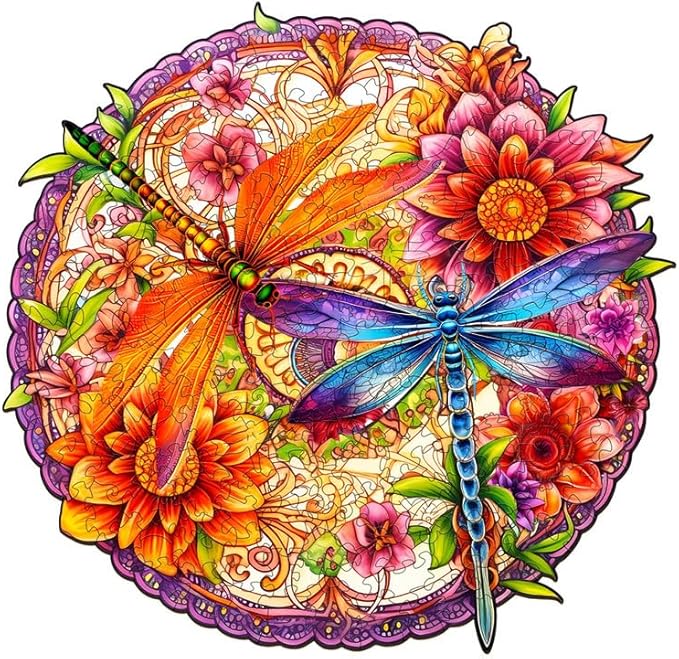 Amazon.com: Jigfoxy Wooden Puzzles for Adults, Dragonflies Family ...