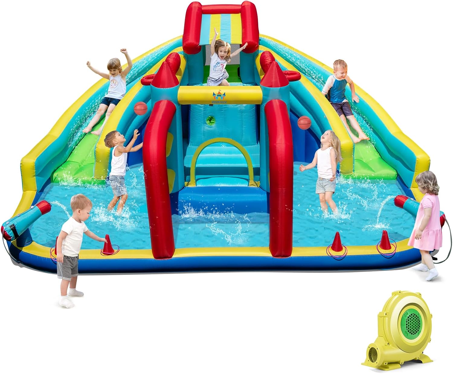 Amazon.com: BOUNTECH Inflatable Water Slide with Bounce House, Double ...