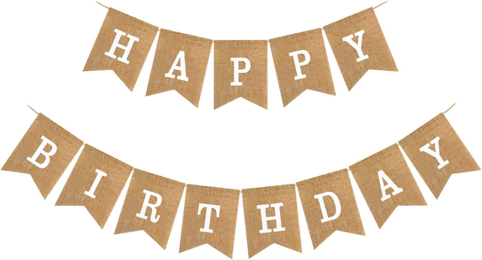 Amazon.com: Happy Birthday Banner, Pre-strung Burlap Happy Birthday ...