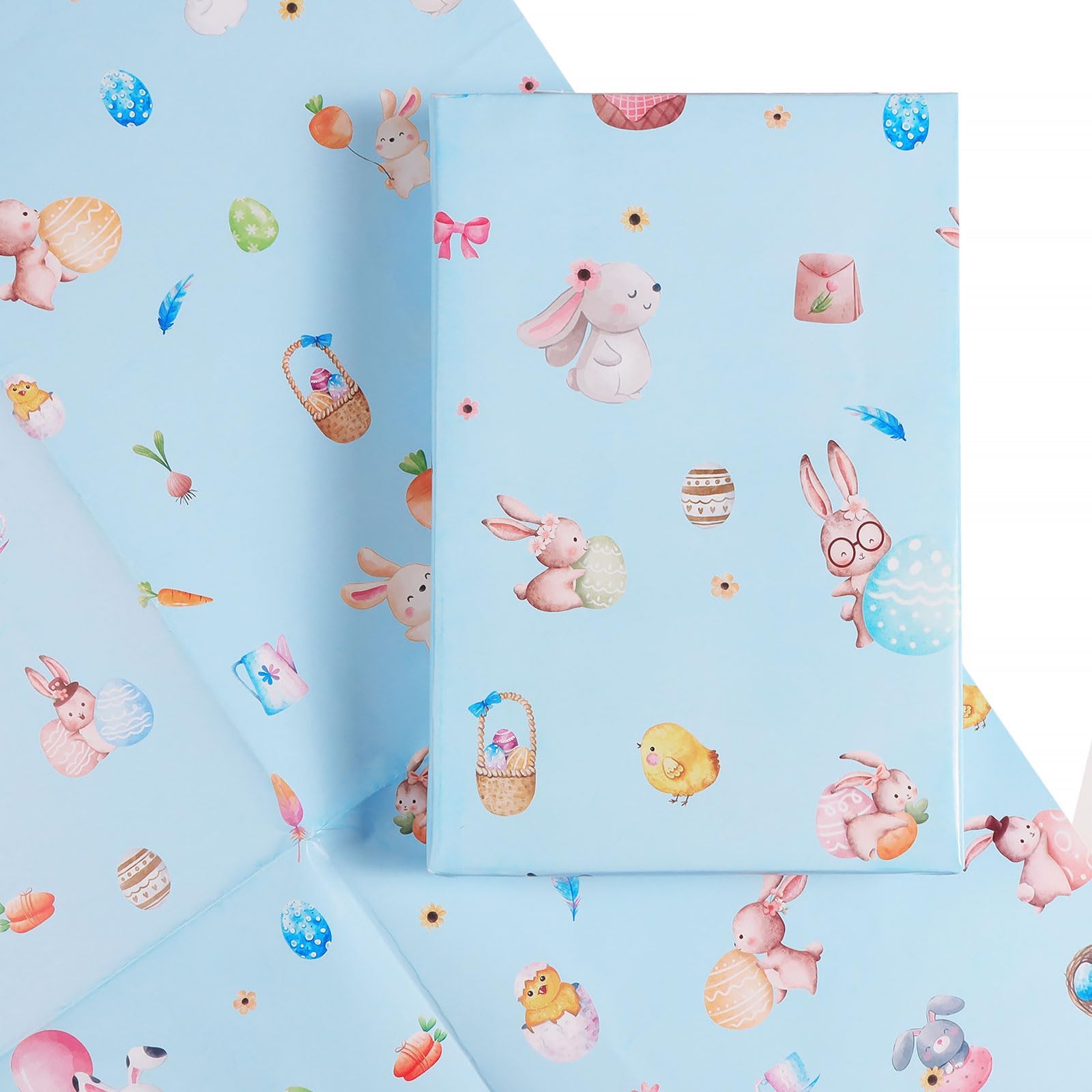 4 Sheets Easter Wrapping Paper Sheets Blue Easter Gift Wrap Easter ...