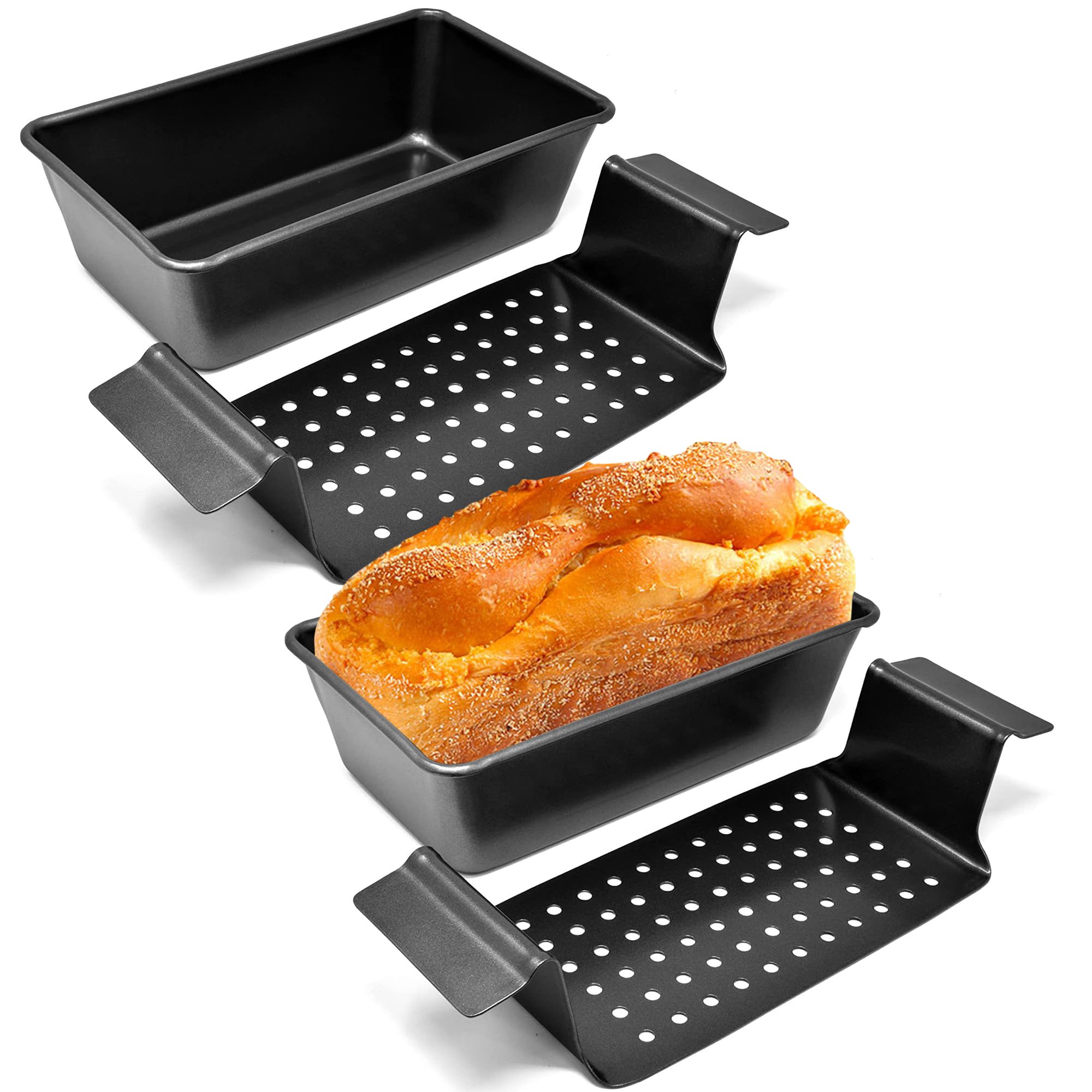 Non-Stick Meatloaf Pan 2 Pack Meatloaf Pan with Drain Tray, Baking Loaf ...