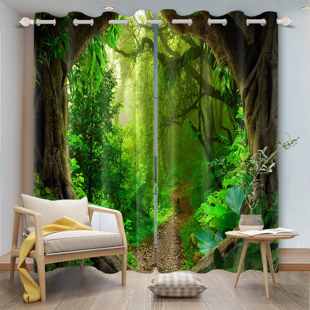 Amazon.com: Umpoo Spring Enchanted Forest Window Curtains Tropical ...