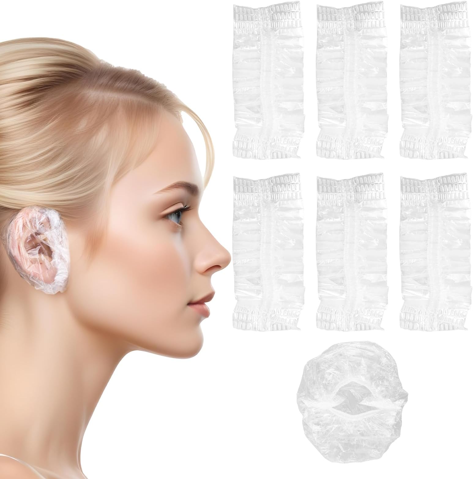 Amazon.com : 200 Pcs Ear Covers for Hair Dye, Clear Disposable Ear ...