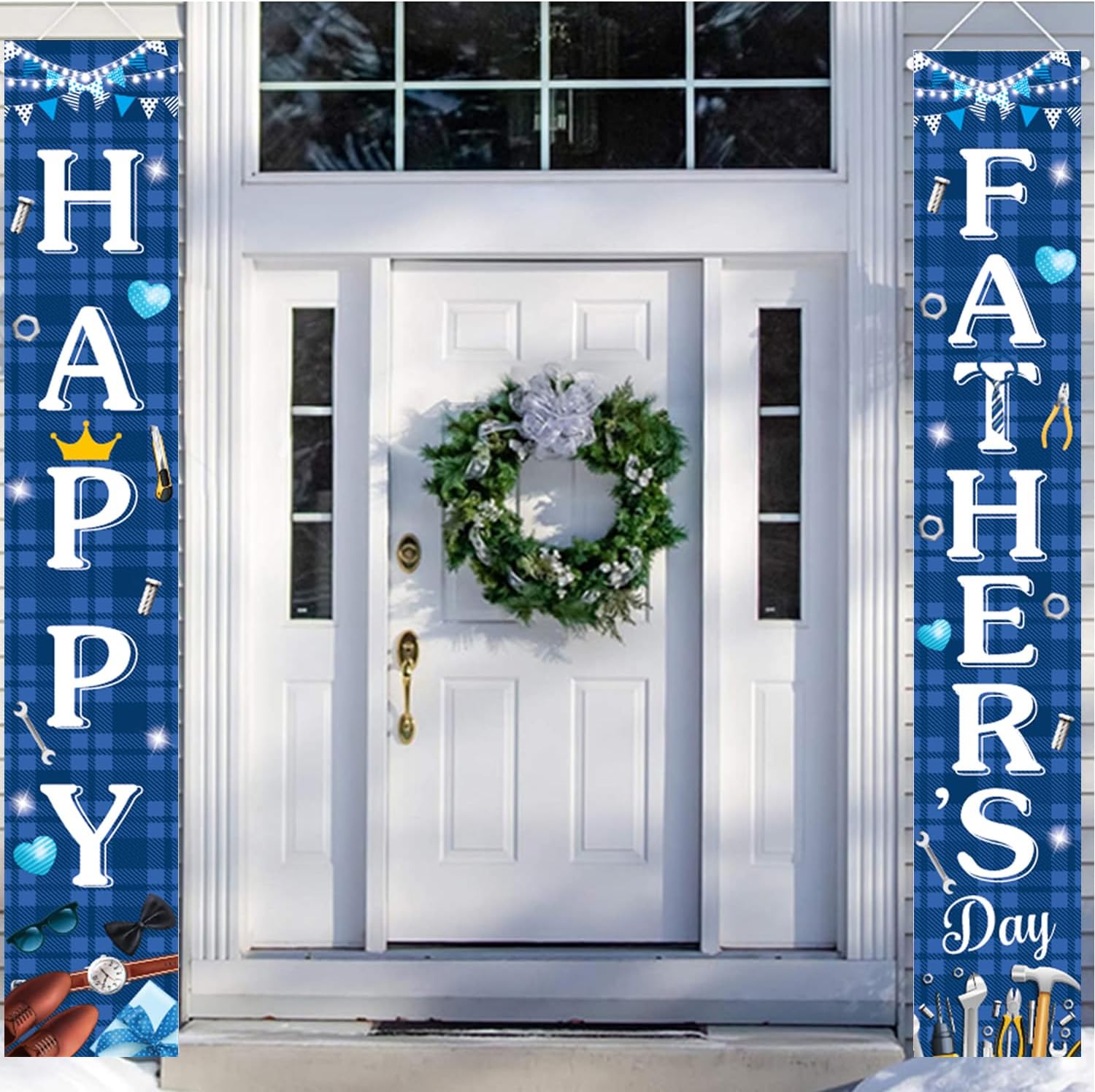 Amazon.com: LOONELO Happy Father's Day Porch Banner Sign Decoration ...