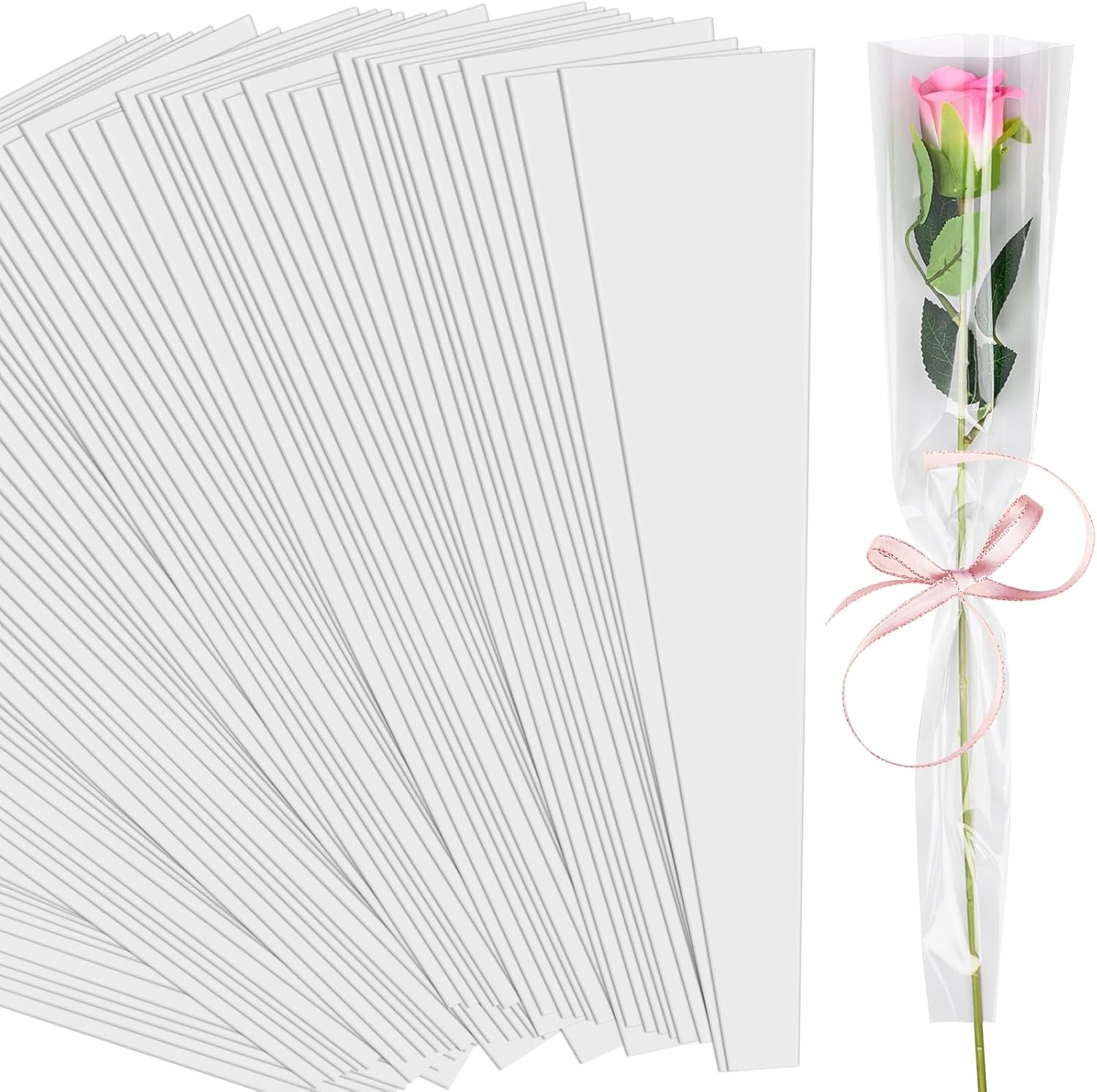 200 Pcs Rose Sleeve Bouquet Bags for Flowers - Floral Packaging Bag ...