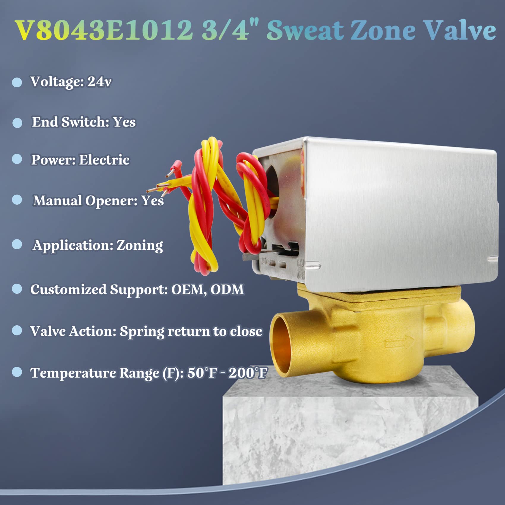 Snapklik.com : V8043E1012 Motorized Valve, 3/4 Sweat Zone Valve Perfect ...