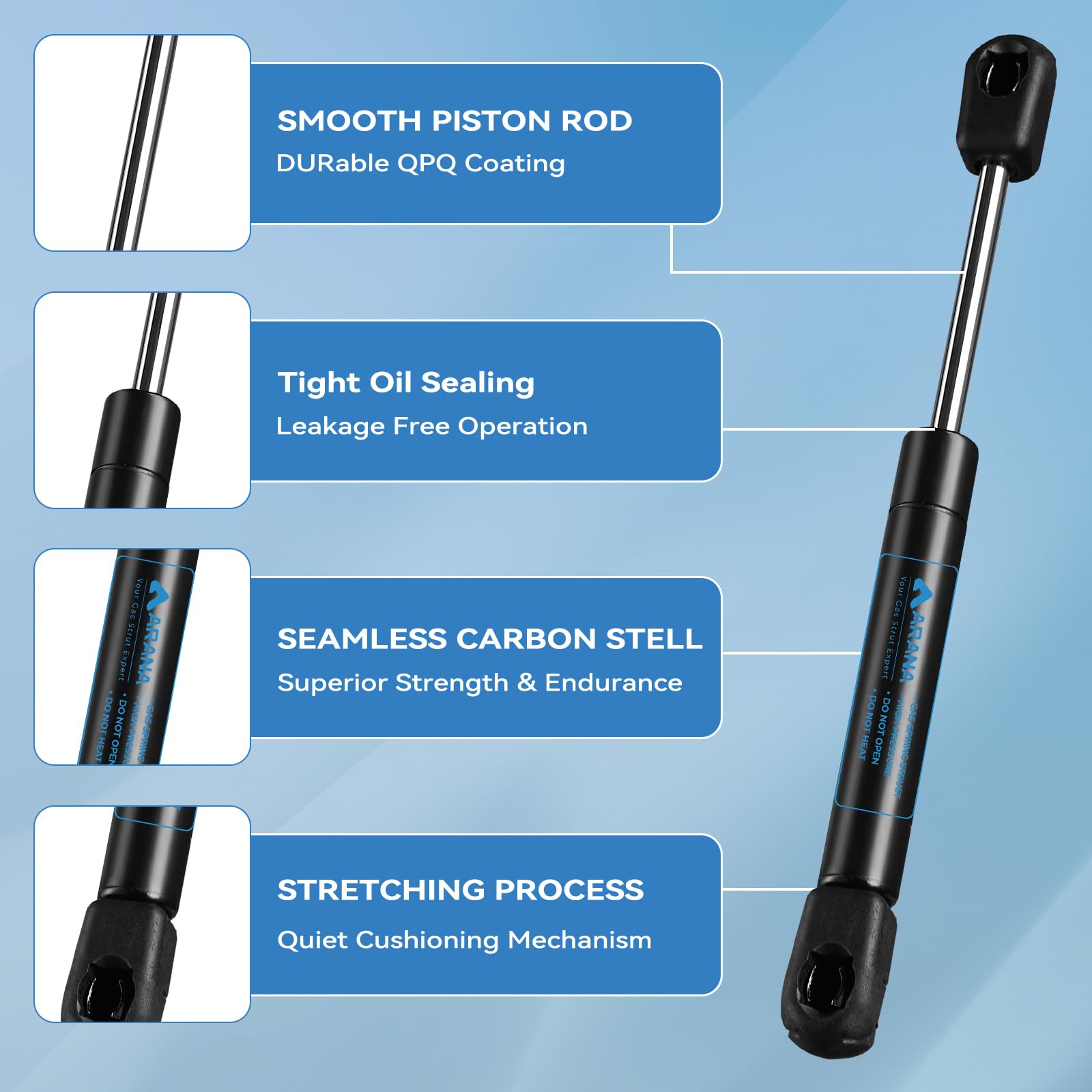 Snapklik.com : 7.5 Inch Gas Struts, 8 Inch 10Lb/45N, 7.5" Lift Support ...