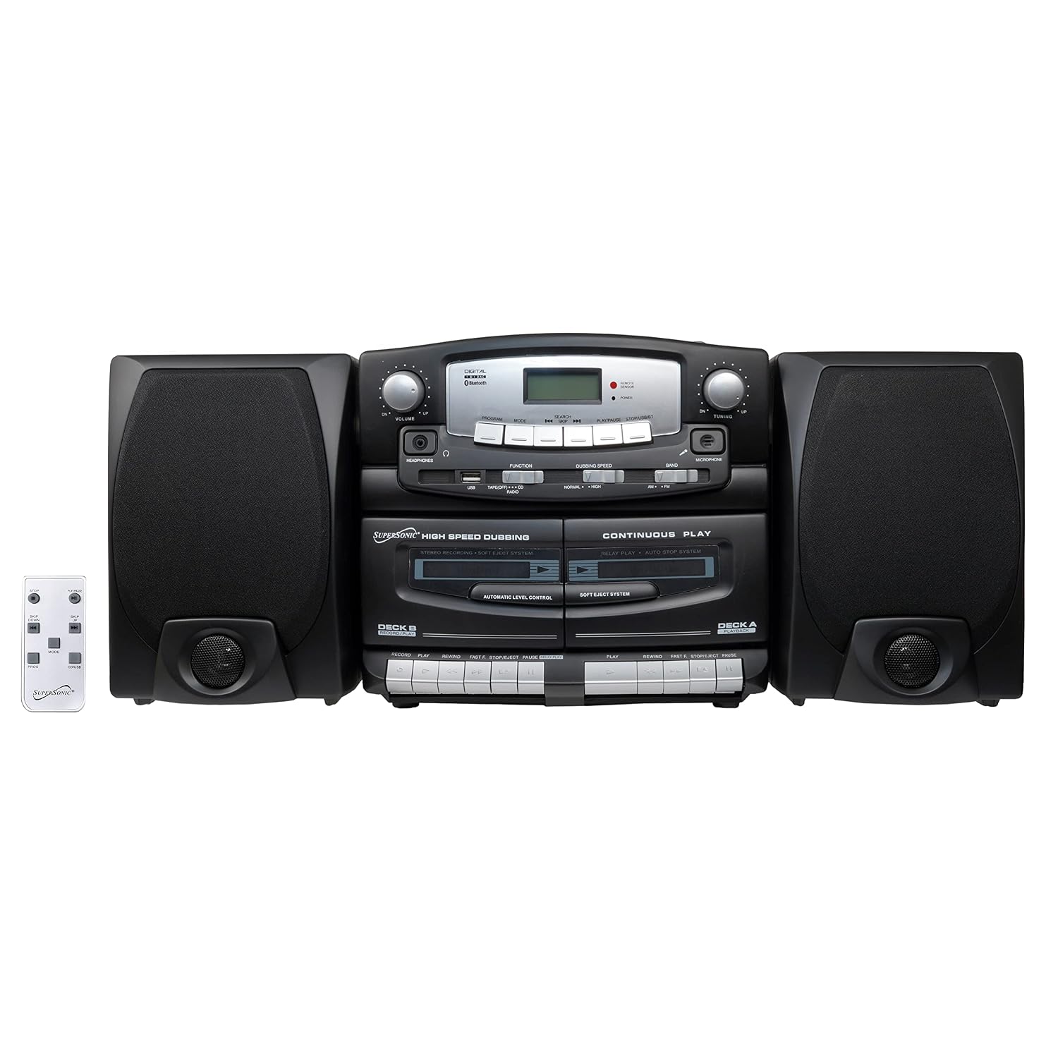Supersonic Black Edition Vintage Bluetooth Stereo System Home Music ...