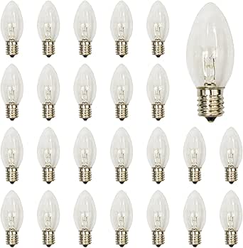 C9 Clear Replacement Bulbs, 25 Pack C9 Christmas Incandescent Light ...
