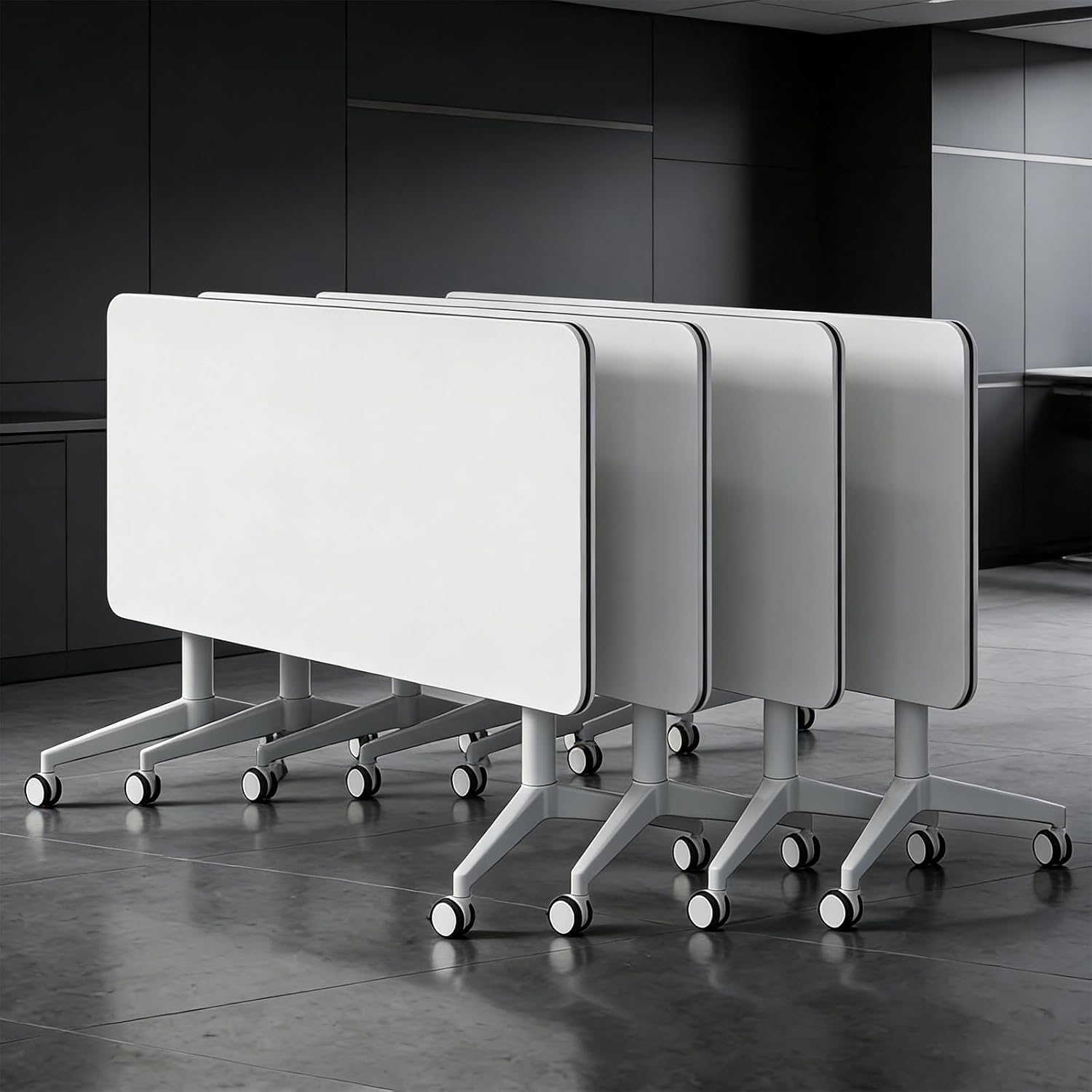 Amazon.com: Conference Table Modern White Office Folding Flip Top ...