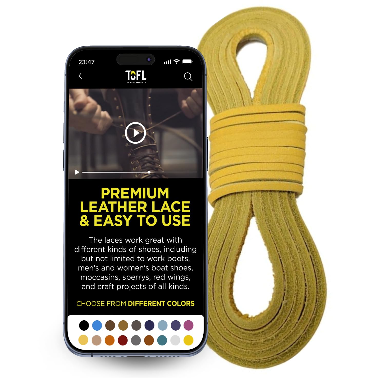 Snapklik.com : TOFL Heavy Duty Work Boot Laces 72 Inch Genuine Leather ...