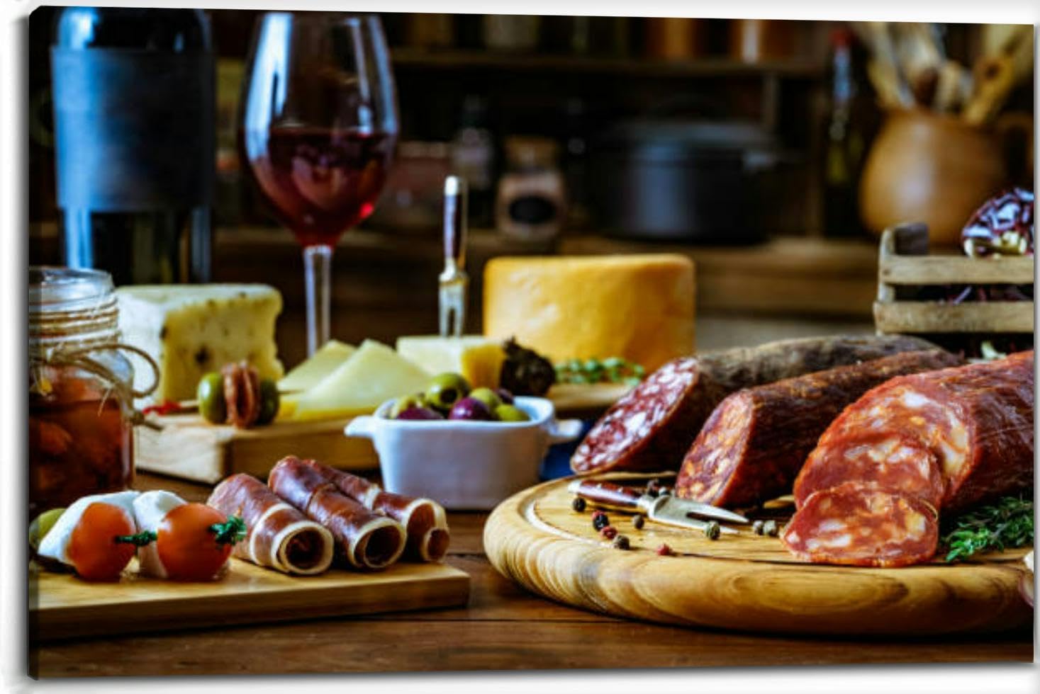 Amazon.com: Spain Tapas Wine Cheese Spanish Culture Canvas Wall Art ...