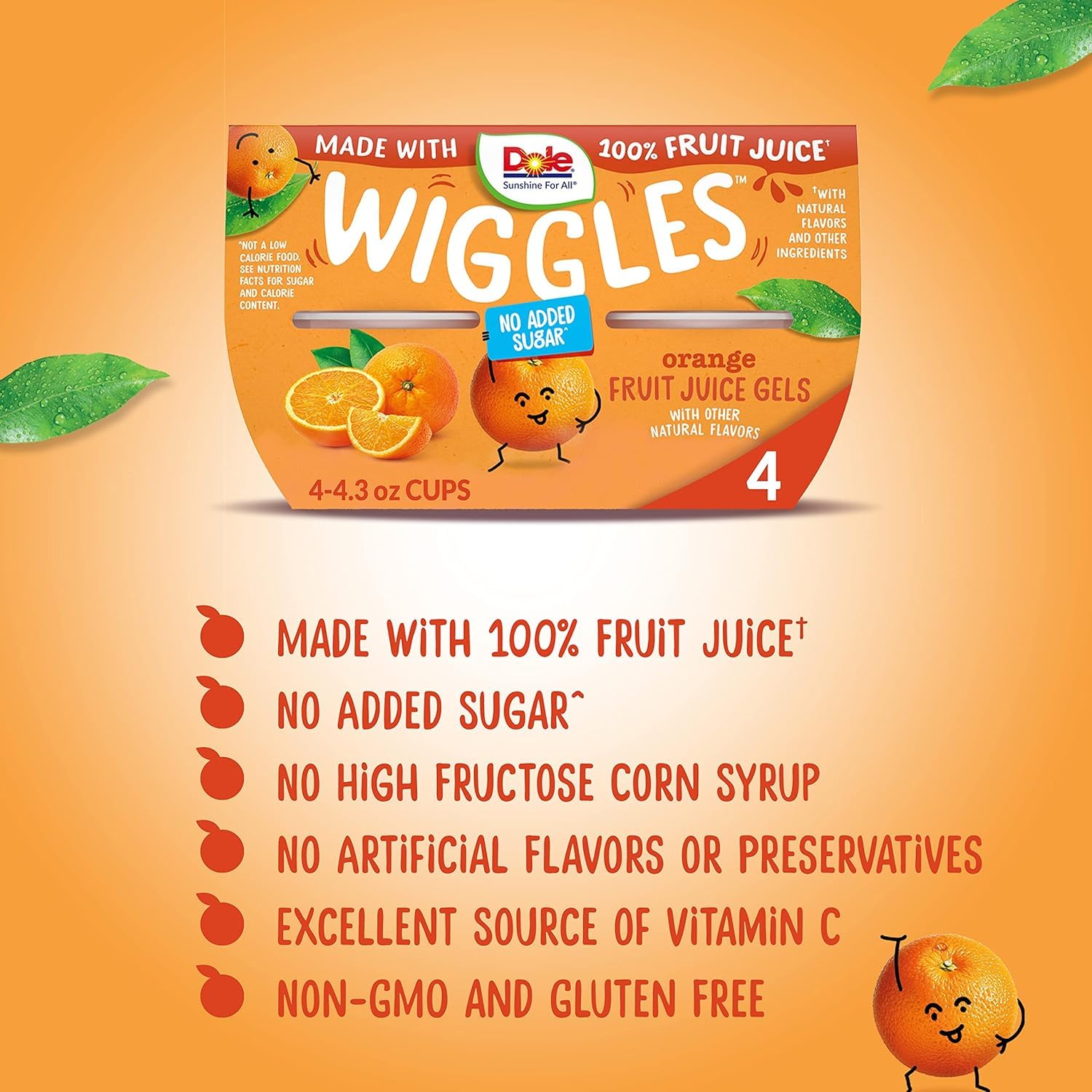 Snapklik.com : Dole Wiggles No Sugar Added Orange Fruit Juice Gels Snacks