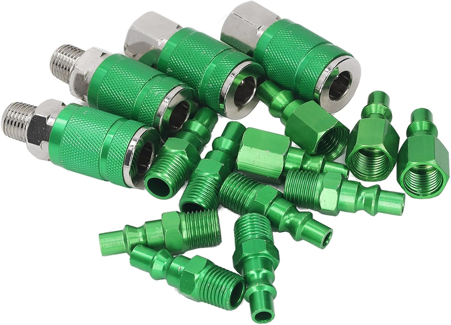 1/4in NPT ARO Aluminum Air Coupler and Plug Kit Green Anodized ...