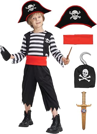 Amazon.com: IKALI Pirate Costume for Kids Boys,Toddler Pirate Role Play ...