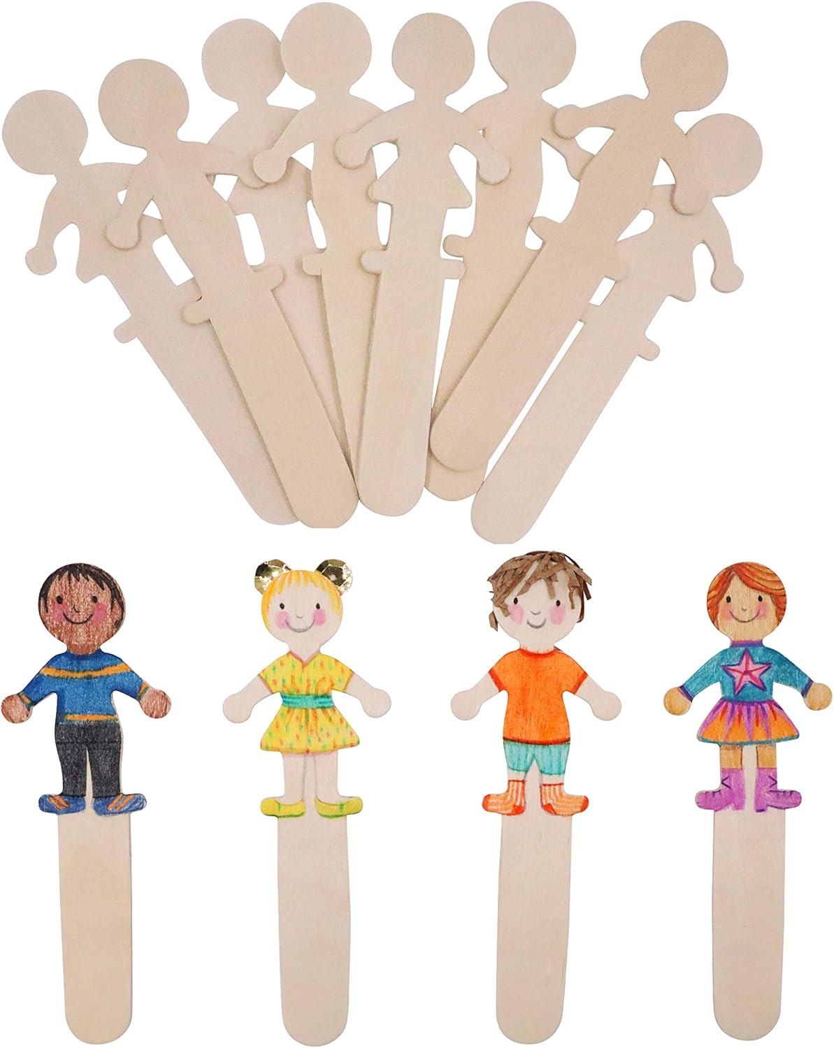 Amazon.com: Wooden Crafting Sticks - People Sticks - Pack of 10 (5 Boys ...