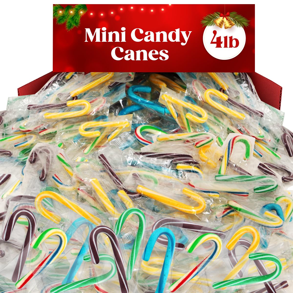 Amazon.com: Candy Canes Mini Bright 4lb Bulk – Sucking Candy Christmas ...