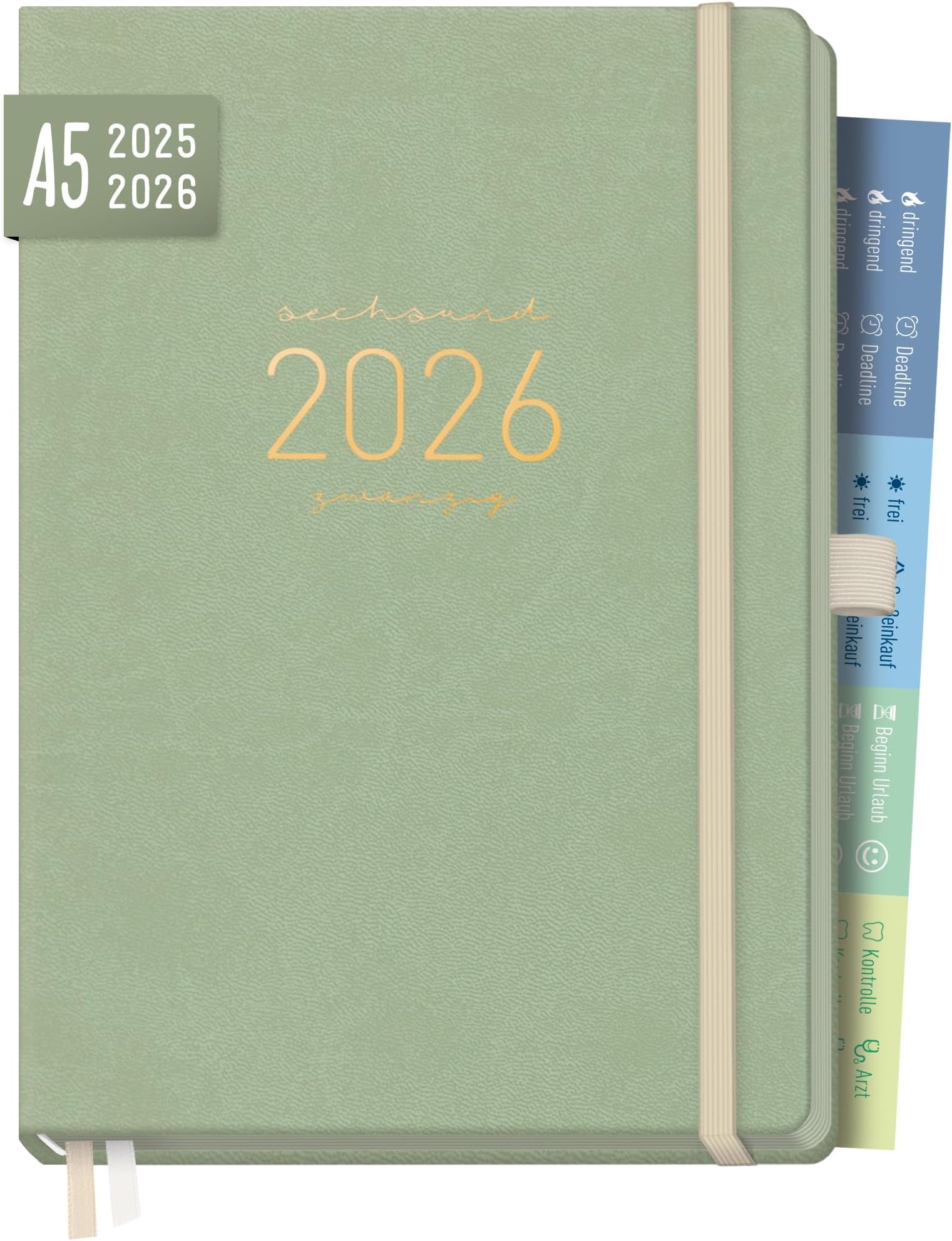 Häfft® Wochen-Notiz-Kalender 2025/2026 A5 "Kork" Terminplaner 18 Monate ...