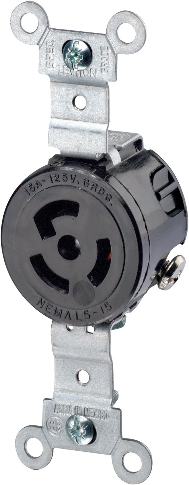 Leviton 4700 15 Amp, 125 Volt, NEMA L5-15R, 2P, 3W, Duplex Locking ...