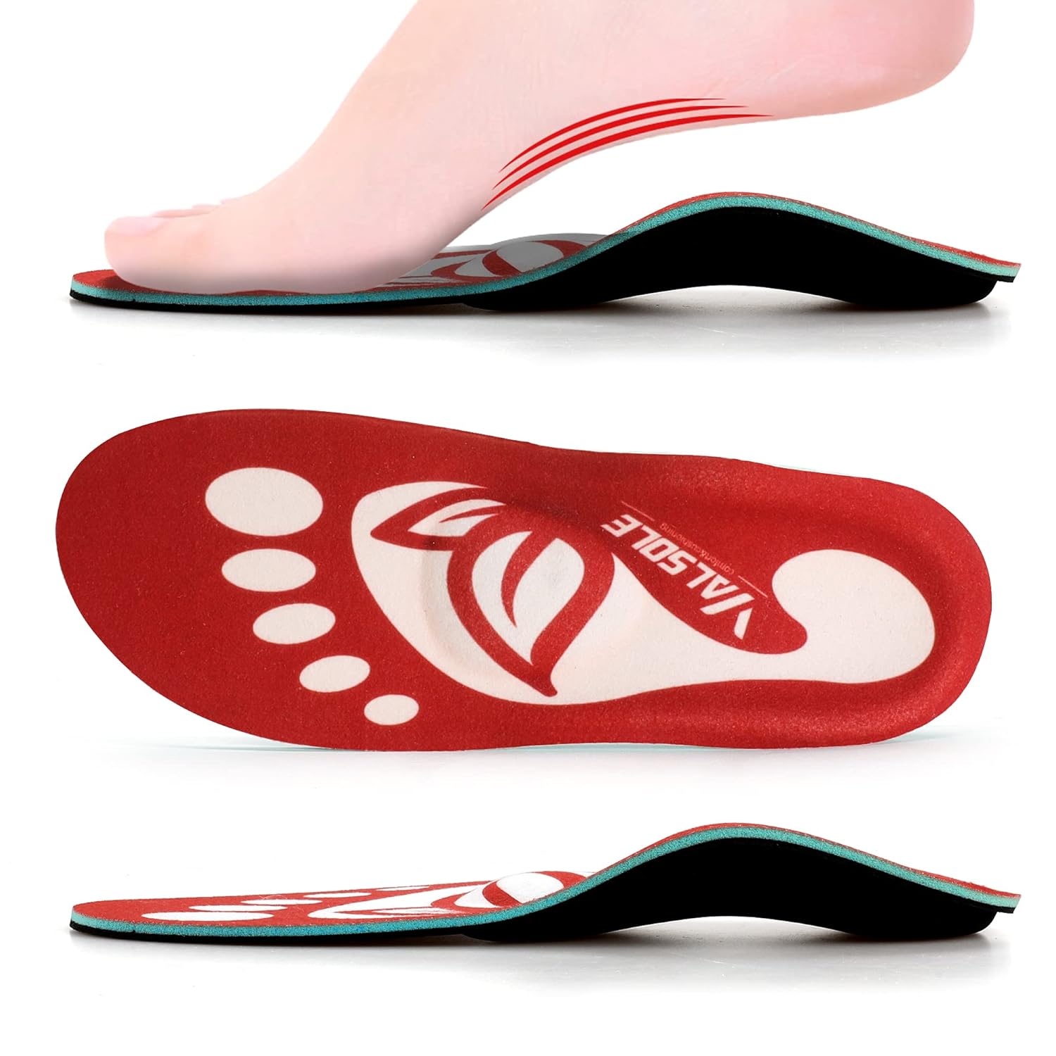 VALSOLE Plantar Fasciitis Insoles for Men and Women Arch Supports ...