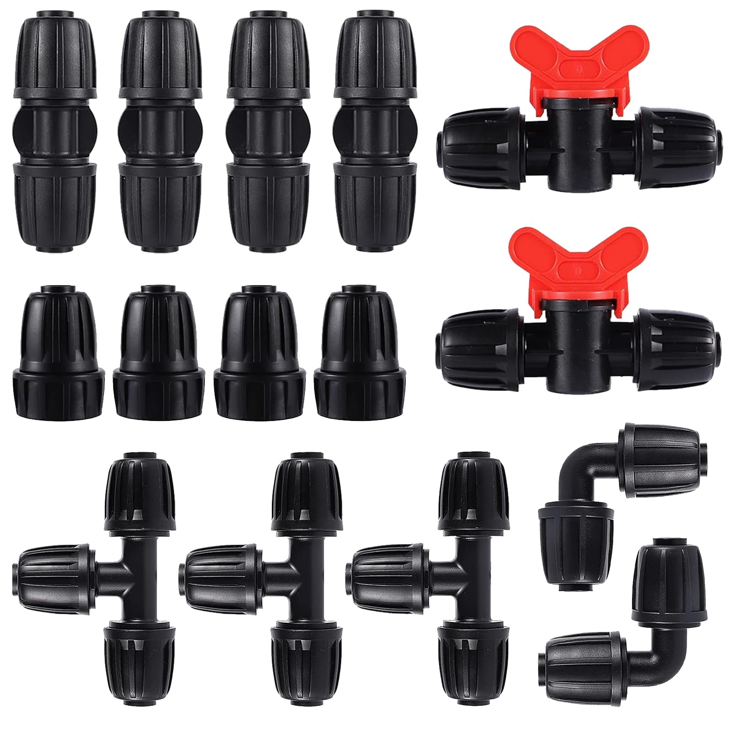 Amazon.com : 15 Pcs Drip Irrigation Fittings Kit for 1/2 in Tubing ...