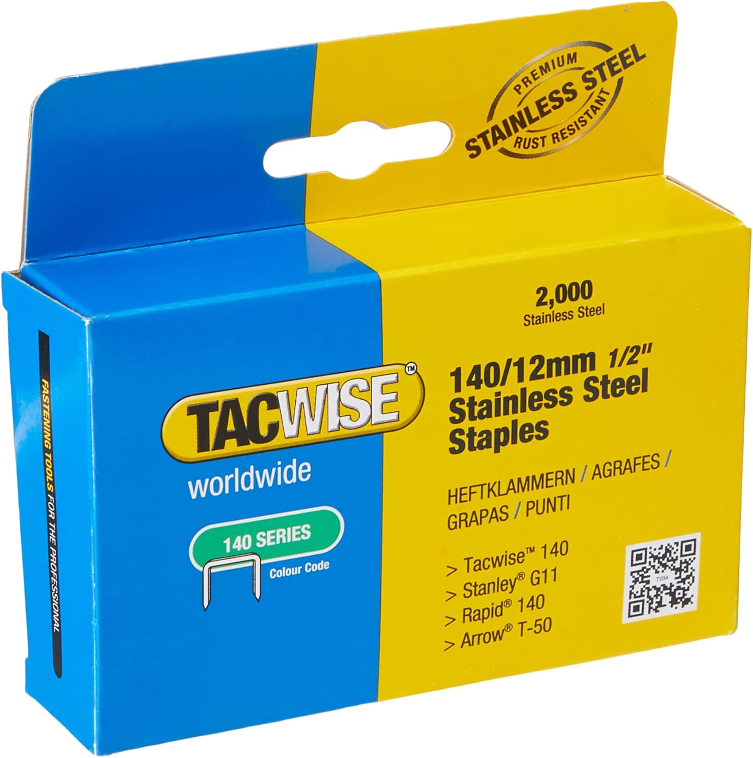 Amazon.com: Tacwise1220 140 Series 1/2-Inch Stainless Steel Staples ...