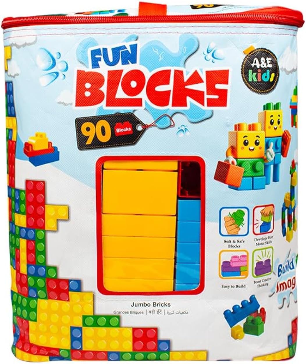 A&E Kids Building Blocks 90 Pieces large Big jumbo Mega Bricks ...