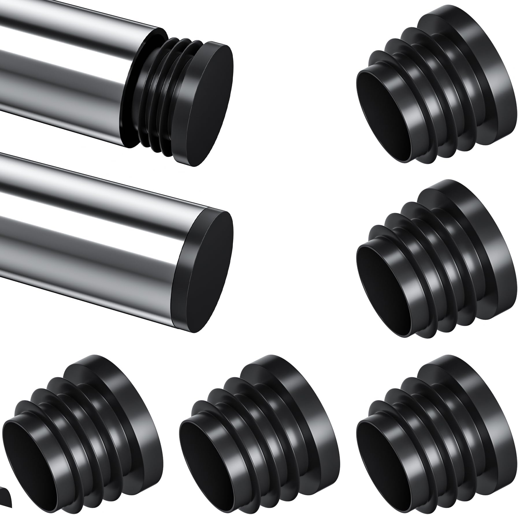 28 PCS Black Round Tube Plastic Plugs End Caps (19mm) : Amazon.co.uk ...