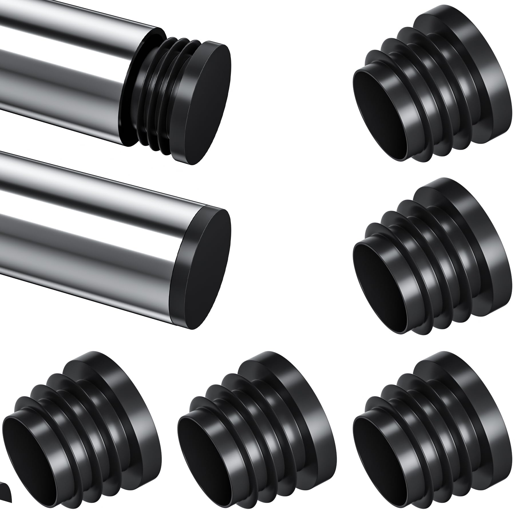 28 PCS Black Round Tube Plastic Plugs End Caps (19mm) : Amazon.co.uk ...