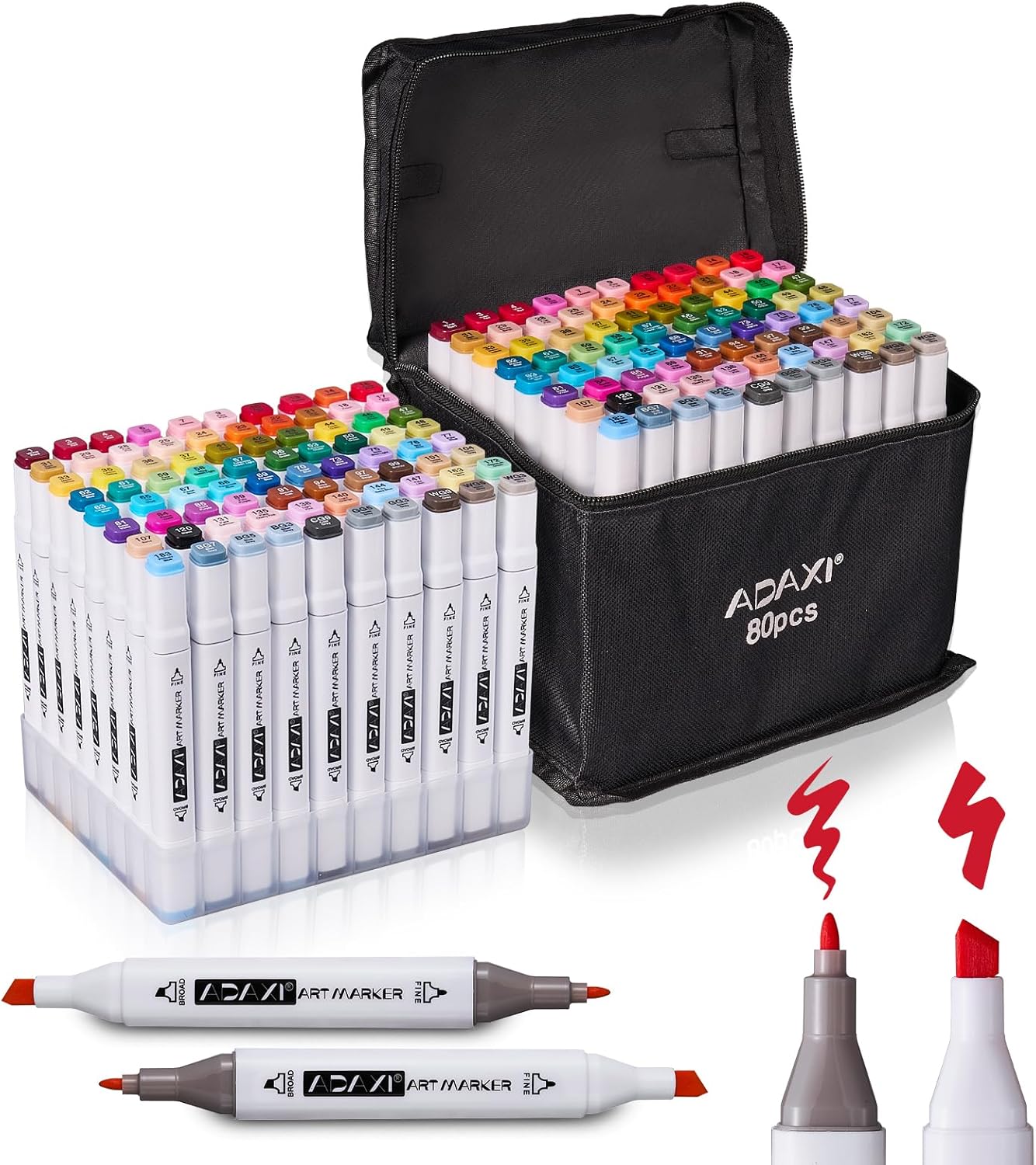 Markers Set with Base, 80 Colors Art Marker Pen Set for Kids and Adult ...