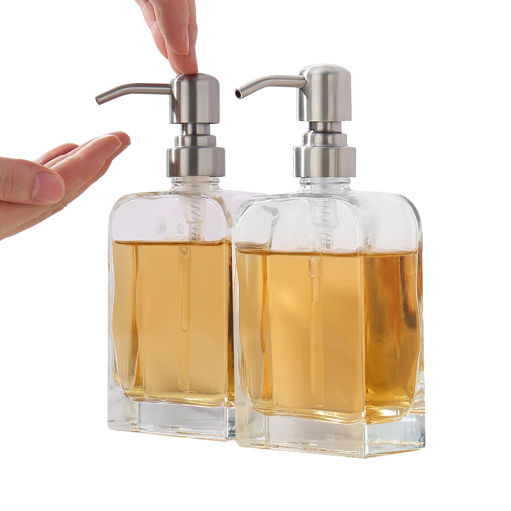 Amazon.com: Heouty Glass Soap Dispenser with Rust Proof Stainless Steel ...