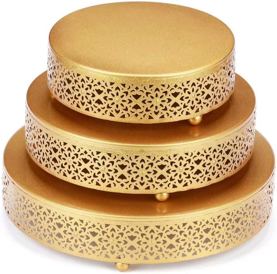 Amazon.com: VILAVITA 3-Piece Cake Stand Set Round Metal Cake Stands ...