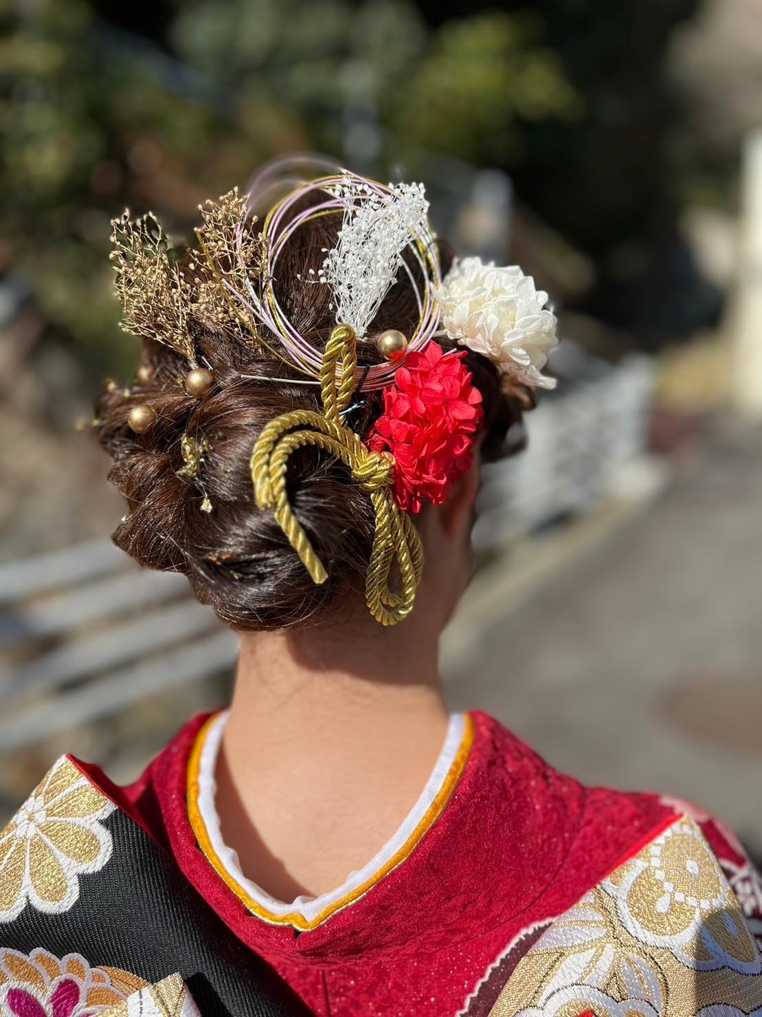 Amazon.co.jp: [JZOON] 成人式 髪飾り【9色展開】七五三 造花 ドライフラワー 水引き 小花モチーフ 和装 金箔 ゴールド ヘッドドレス ヘアアクセサリー 入学式 振袖 ...