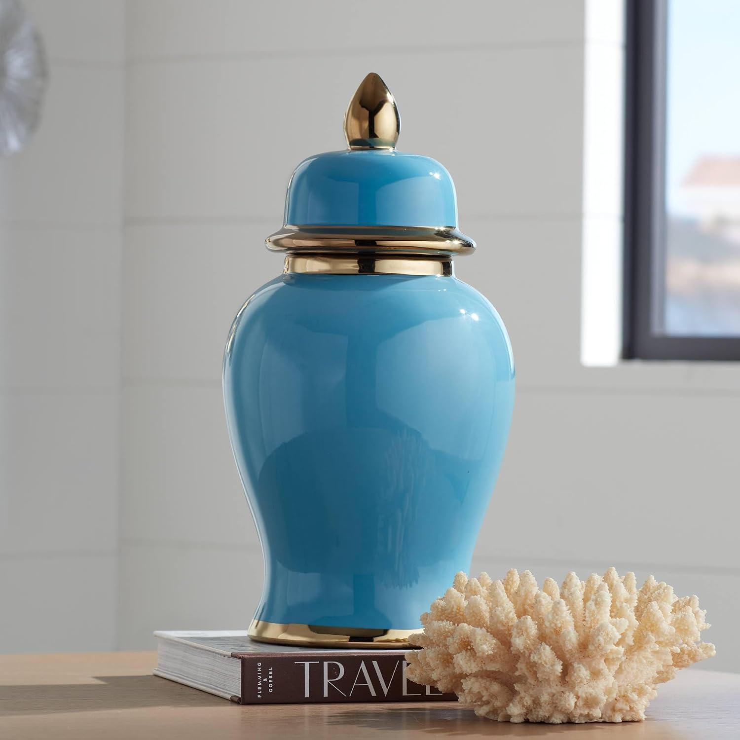 Amazon.com: Nirvana Glossy Turquoise Porcelain Ginger Jar with Lid ...