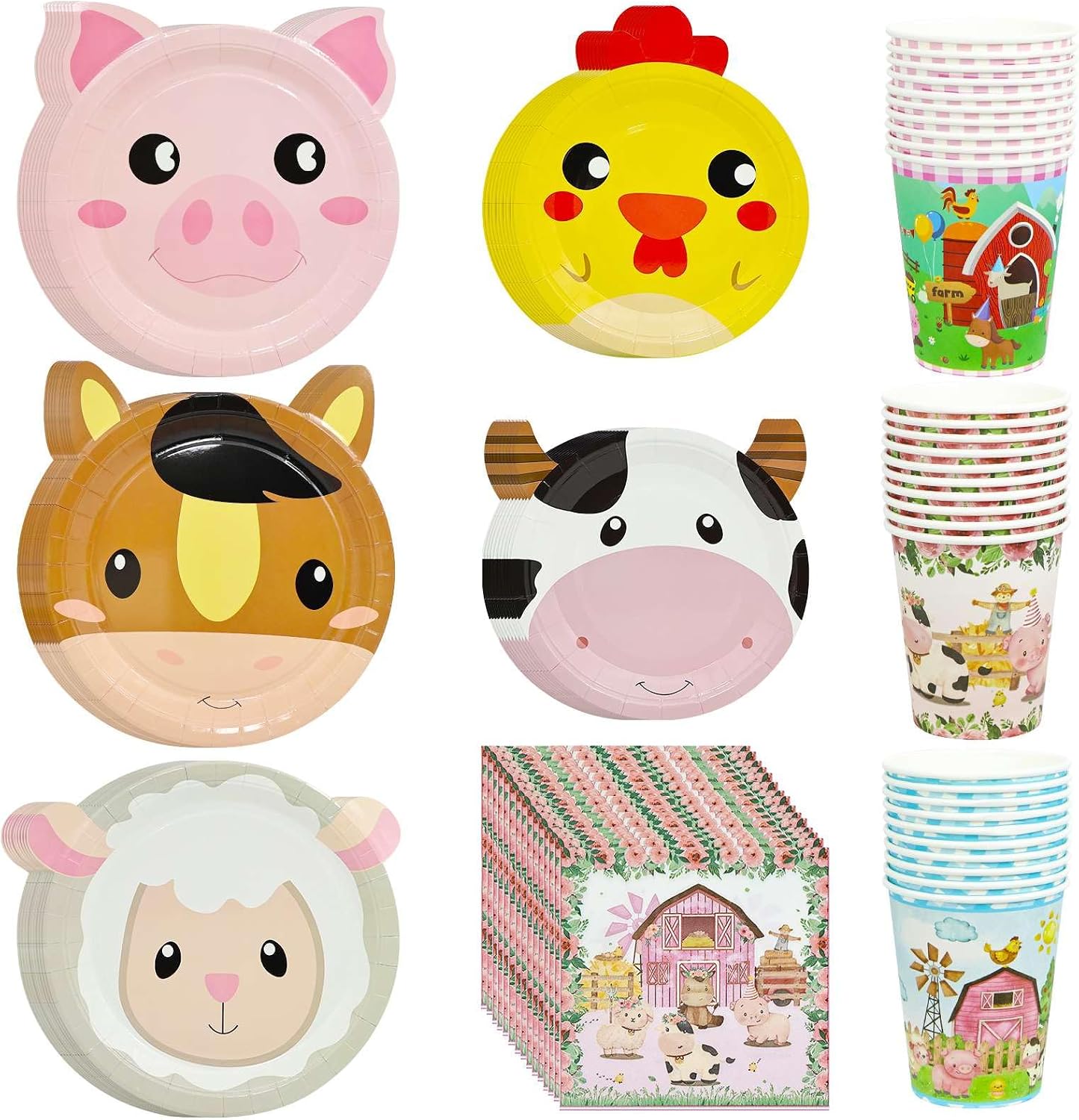 Amazon.com: Hokoad 110pcs Farm Animal Birthday Party Supplies, Animal ...