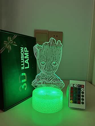 CAMBOS Anime Groot Baby 3D Lamp, LED Illusion Night Light 16 Color ...