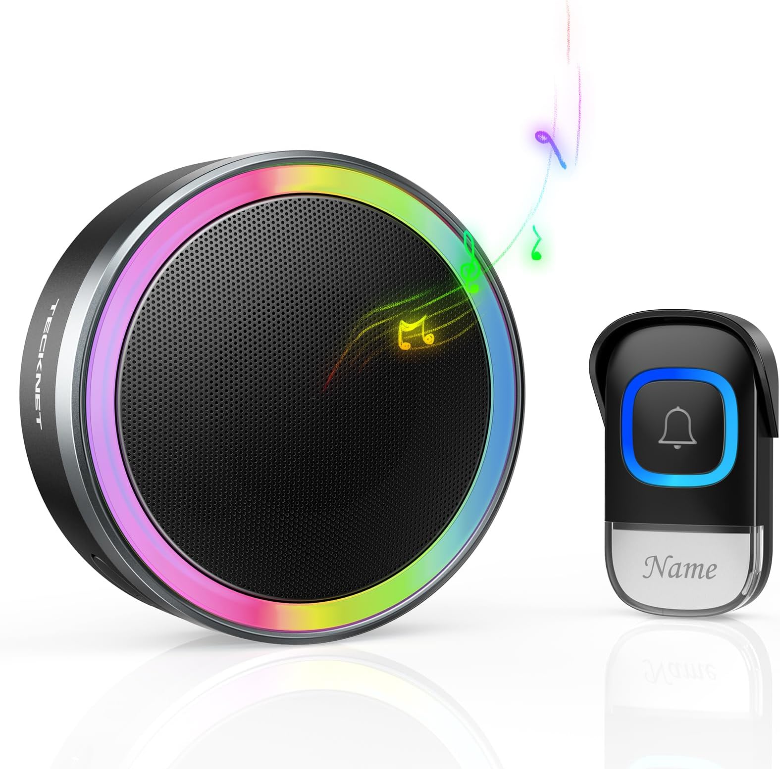 TECKNET Wireless Doorbell Bluetooth Speaker, Rechargeable Door Bell ...