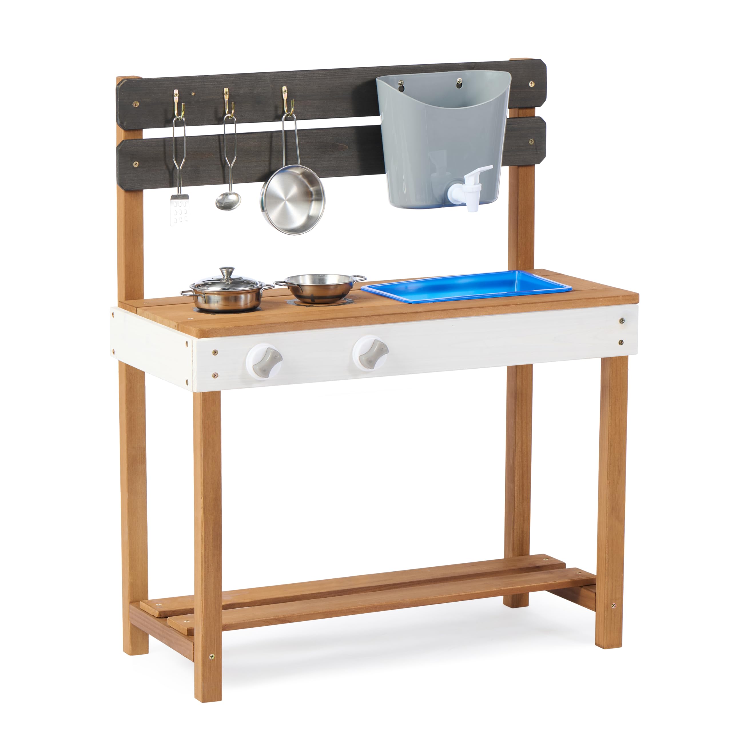 Amazon.com: Wooden Kids Play Kitchen, Outdoor Mud Kitchen Playset with ...