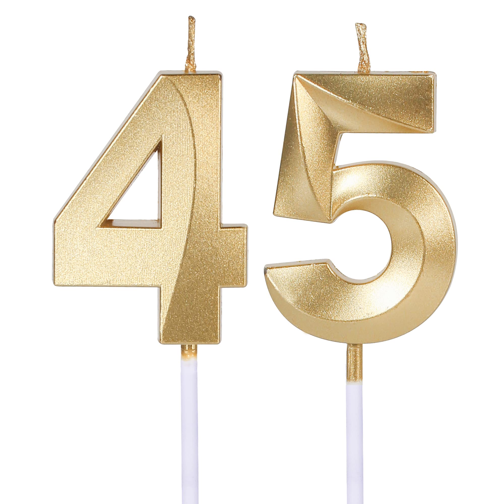 Amazon.com: Gold 45th & 54th Birthday Candles for Cakes, Number 45 54 ...