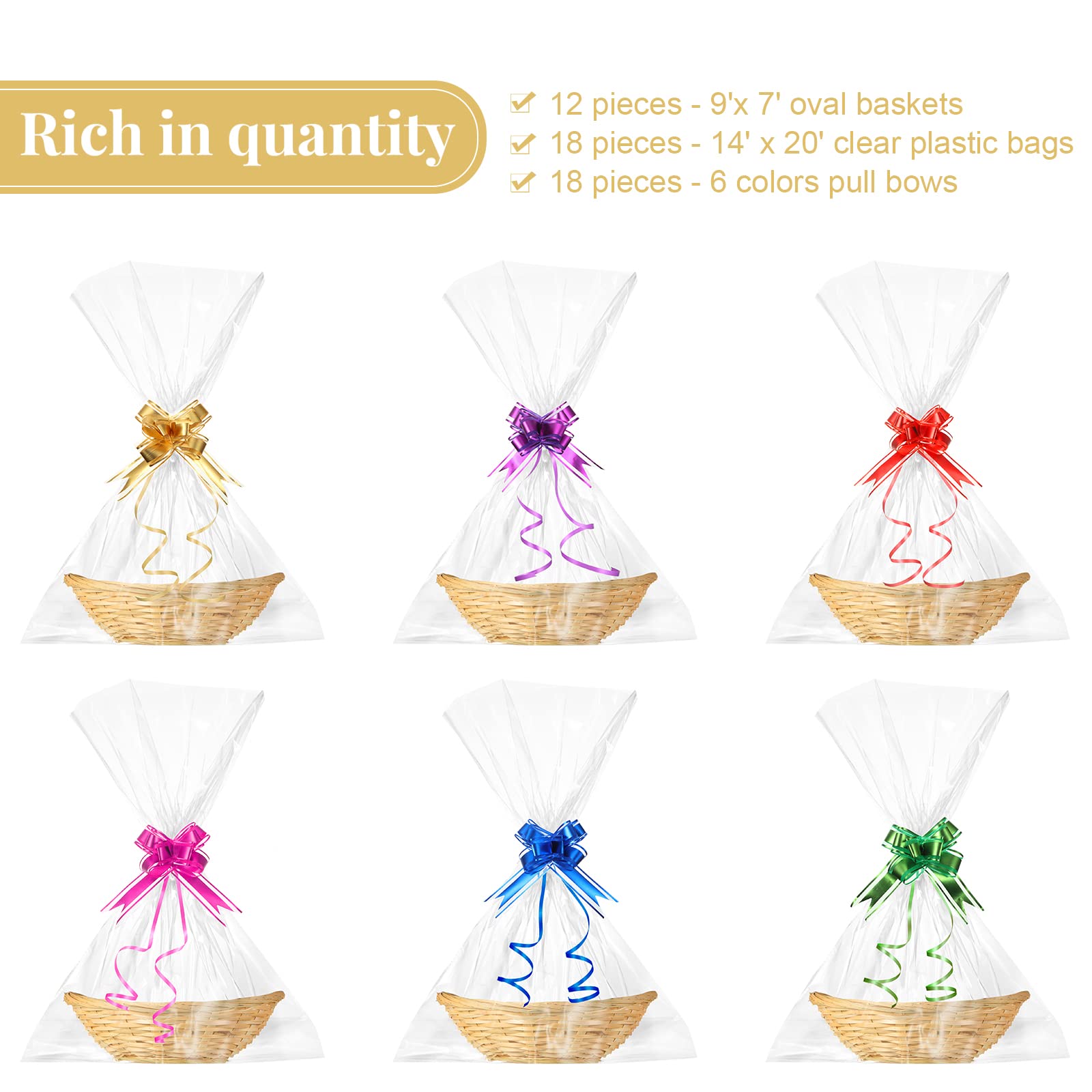 12 Pcs Empty Oval Bamboo Basket Food Storage Basket Fruit Basket Gift ...