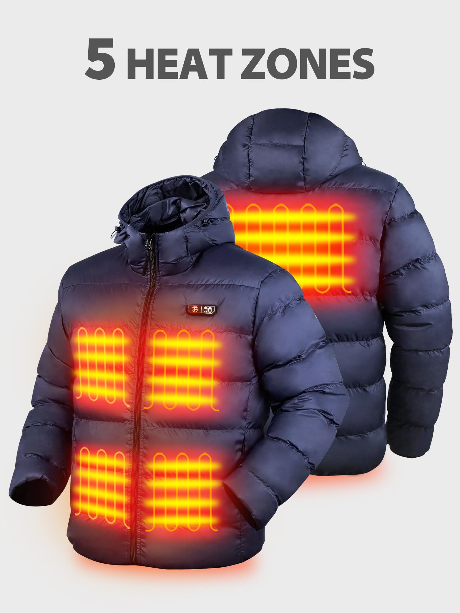 Snapklik.com : PTAHDUS Mens Heated Jacket Lightweight 5 Heat Zones ...