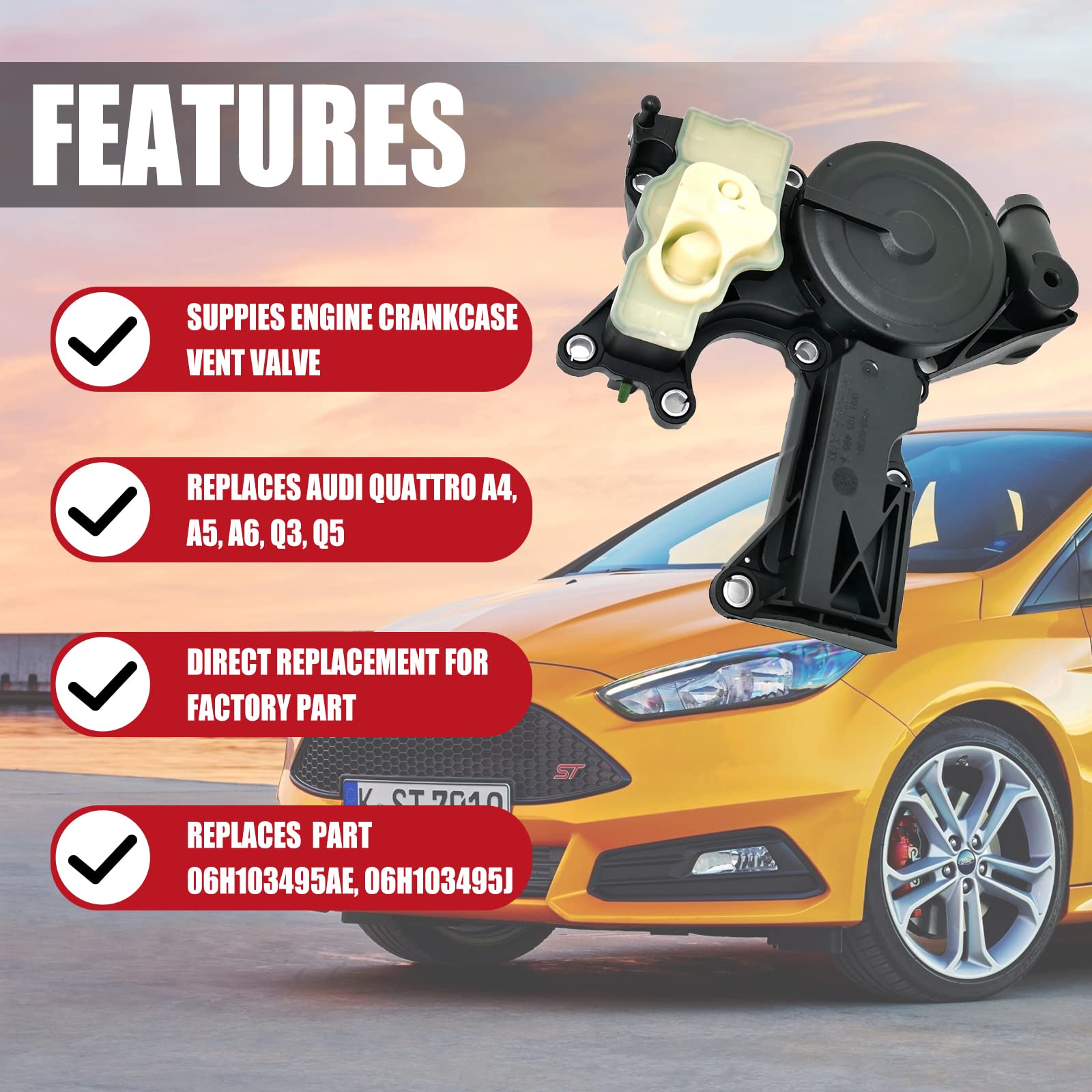 06H103495AK Oil Separator PCV Valve Cover Crankcase Vent Valve w/Gasket ...