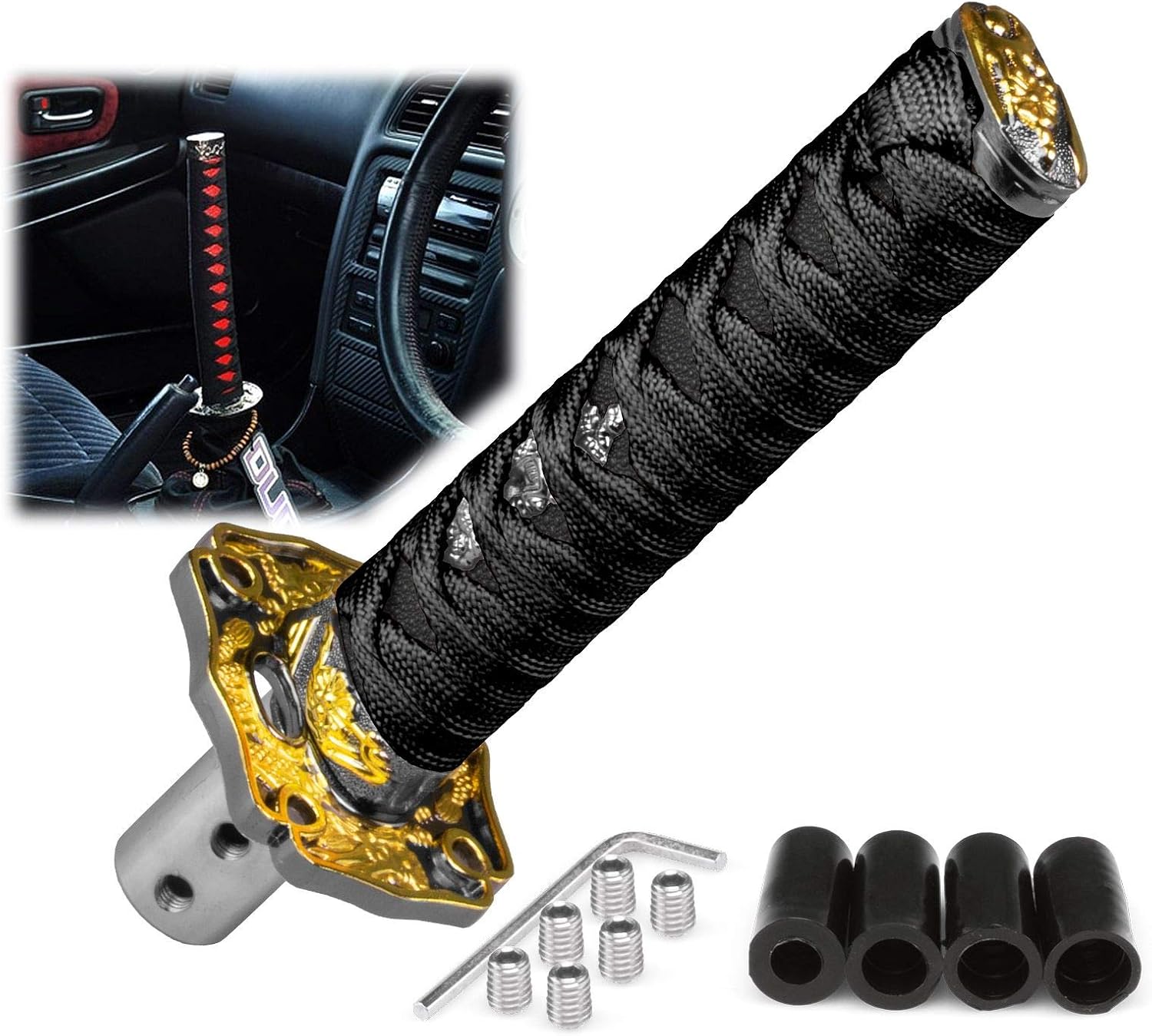 Amazon.com: EZAUTO WRAP 15cm Black Shift Knob Samurai Sword Alloy ...